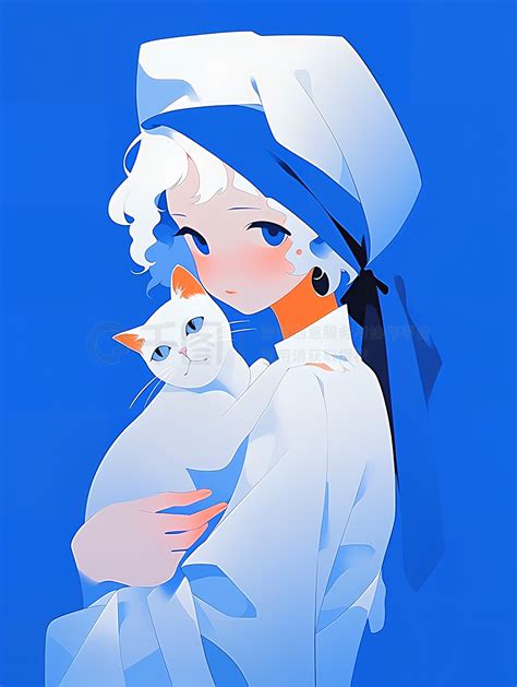 插图ai数字艺术 一个女孩抱着一只猫的平面插图 Ai平面元素免费下载 Png格式 2784像素 编号69493598 千图网