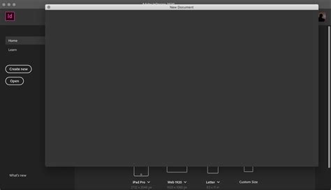 New Document Panel Not Showing Any Option In Indes Adobe Community