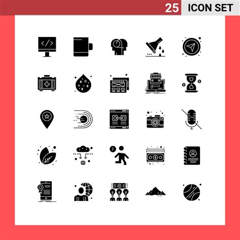 Pack Of 25 Creative Solid Glyphs Of Navigational Directional Human Compass Sample Flask Editable