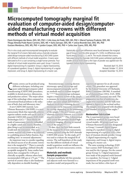 Pdf Microcomputed Tomography Marginal Fit Evaluation Of Computer Aided Designcomputer Aided