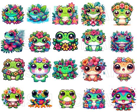 Kawaii Frog Cute Clipart Chibi Frogs Clipart Kawaii Frogs Kawaii Tropical And Fairy Clipart