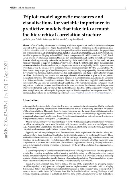 Pdf Triplot Model Agnostic Measures And Visualisations For Variable