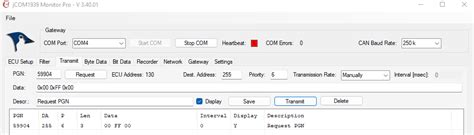 Sae J1939 Simulation Of Request Message With J1939 To Usb Gateway