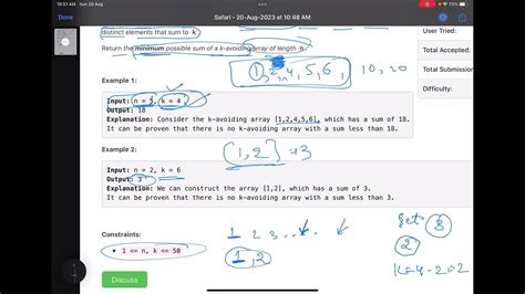 Leetcode Weekly Contest 359 Medium Determine The Minimum Sum Of A K Avoiding Array Youtube
