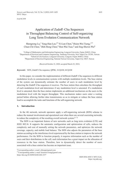 Pdf Application Of Zadoffchu Sequences In Throughput Balancing