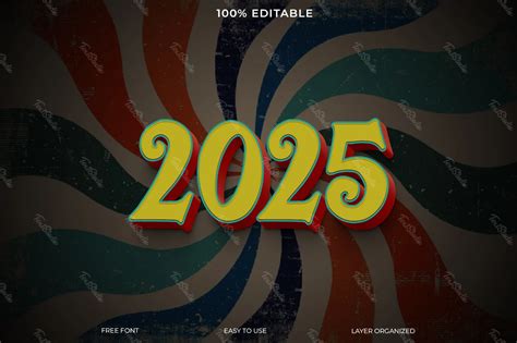 Happy New Year 2025 Text Style Effect Free Photoshop Psd File
