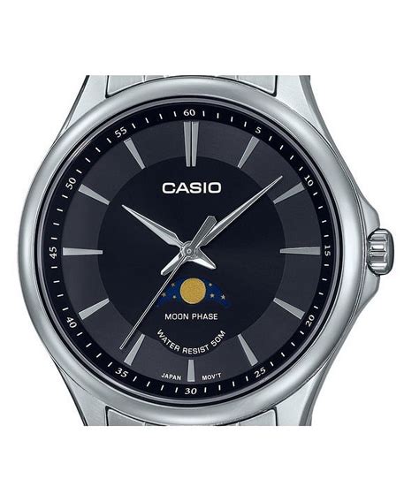 Casio Standard Analog Moon Phase Black Dial Quartz Mtp M100d 1a Mens Watch