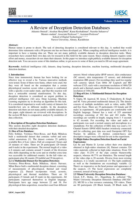 Pdf A Review Of Deception Detection Databases