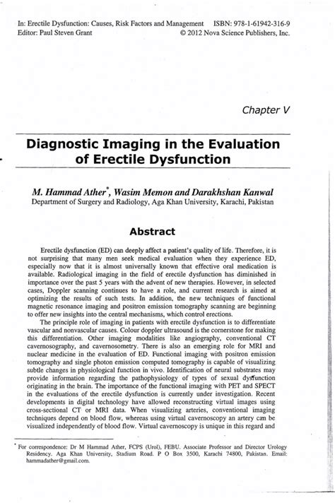 Pdf Diagnostic Imaging In The Evaluation Of Erectile Dysfunction