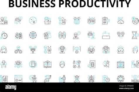 Business Productivity Linear Icons Set Efficiency Optimization