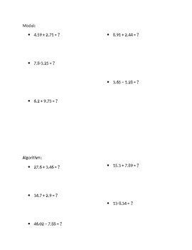 Decimals Model Algorithm Practice By Courtney Sizemore TpT