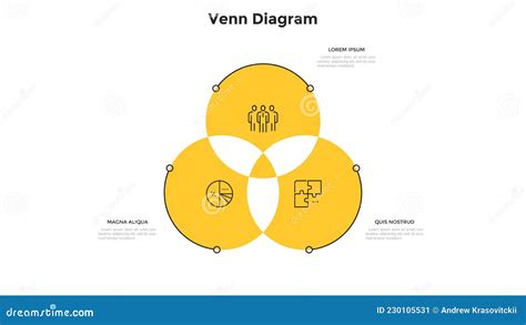 Three Intersected Circle Schema Venn Diagram Colored Circular Empty