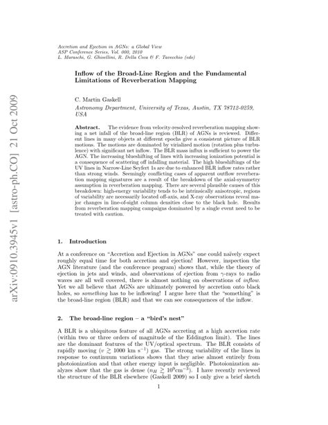 Pdf Inflow Of The Broad Line Region And The Fundamental Limitations Of Reverberation Mapping