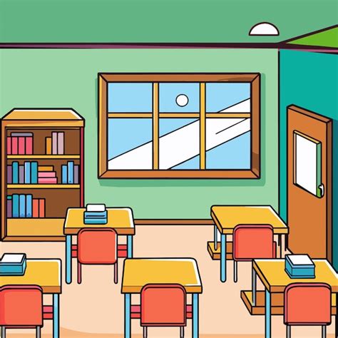 창문과 책case를 배경으로 교실의 그림 프리미엄 Ai 생성 벡터