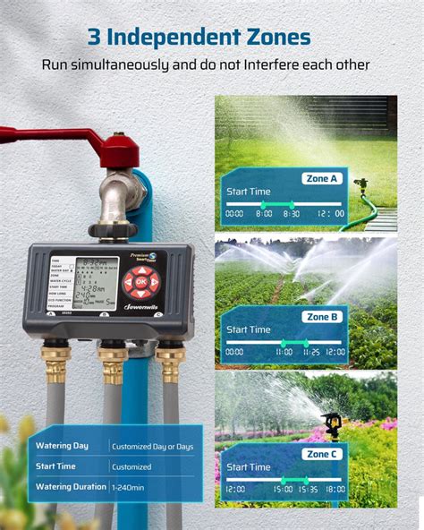 Dewenwils Sprinkler Timer 3 Zone Water Timer Hose Timer Outdoor Irrigation Timer Controller
