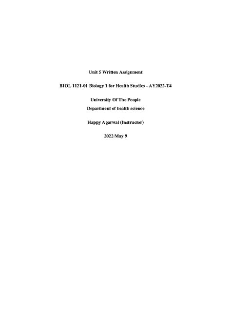 Wa5 Biol1121 This Document Is About Paracrine Signaling Unit 5 Written Assignment Biol 1121