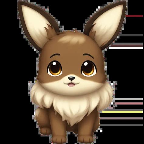 Kawaii Shiny Eevee With Dark Brown Long Emo Hair Covering Her Eyes Full Body Emoji Ai Emoji