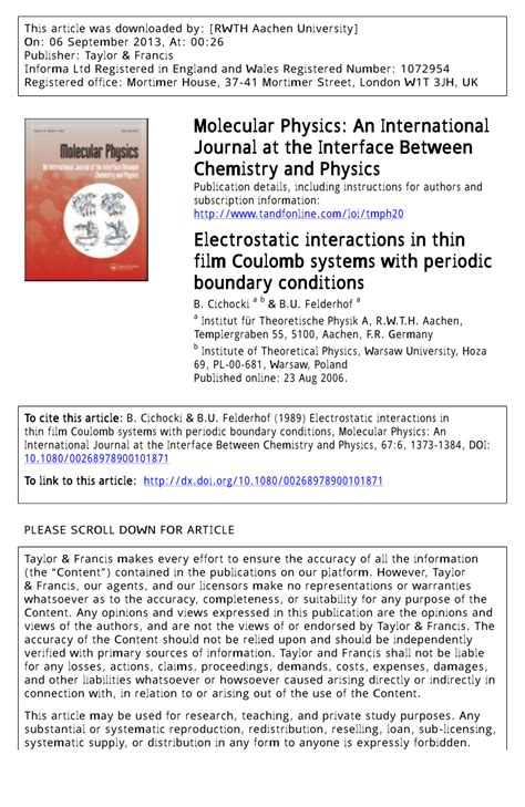 Pdf Electrostatic Interactions In Thin Film Coulomb Systems With Periodic Boundary Conditions
