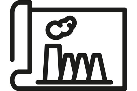Factory Plan Line Icon Chp Plant Const Graphic By Pch Vector