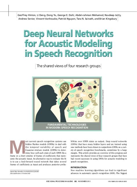 Pdf Deep Neural Networks For Acoustic Modeling In Speech Recognition The Shared Views Of Four