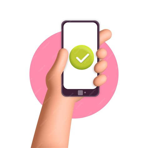 Premium Vector 3d Vector Woman Hand Holding Cell With Green Check