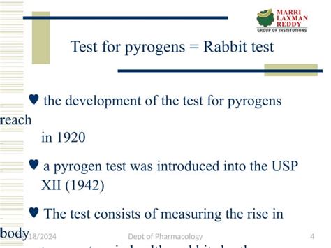Screening Methods In Pharmqacology Pyrogen Testing Topicpptx