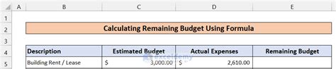 How To Calculate Remaining Budget Using Formula In Excel