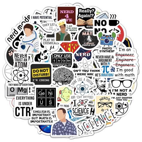 100pcs Nerd Stickers Cool Nerd Ts For Men Nerdy Stickers For