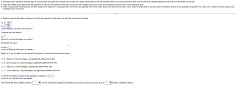 solved hypothesis test conclusion a state the null and