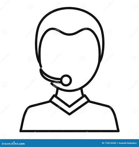 Customer Man Support Icon Outline Style Stock Vector Illustration Of