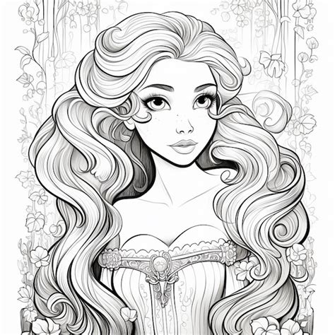 A Drawing Of A Woman With Long Hair And A Corset Generative Ai