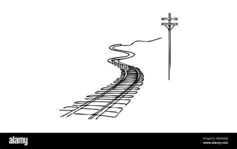 Vector Curved Endless Train Track Sketch Of Curved Train Track