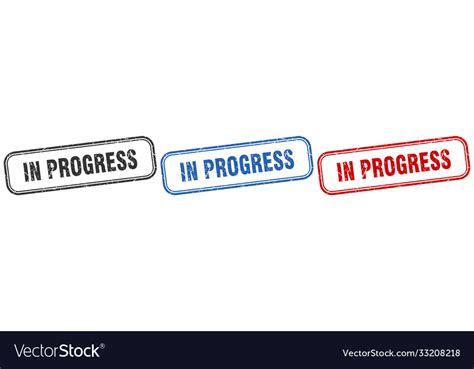 In Progress Square Isolated Sign Set Royalty Free Vector