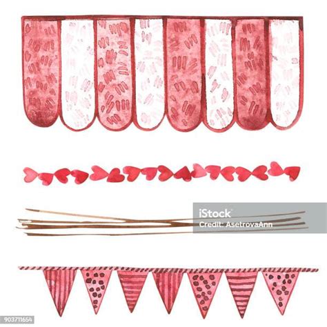 장식적인 깃발 그리고 리본입니다 수채화 핑크 세트 발렌타인의 날에 대 한 요소입니다 스크랩북 디자인 요소입니다 타이 포 그래피 포스터 카드 레이블 배너 디자인 모음 0명에