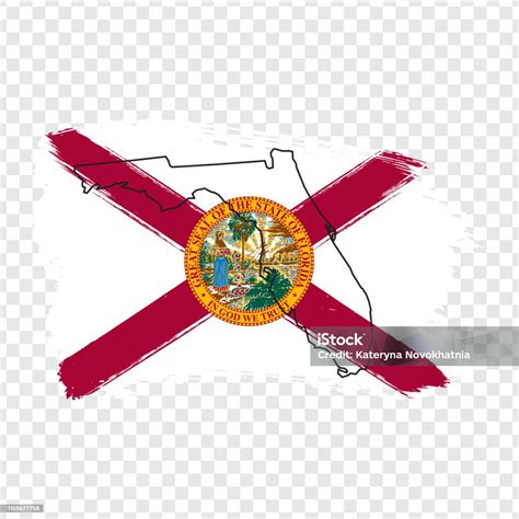 브러시 스트로크와 플로리다의 빈지도에서 플로리다의 국기 미국 높은 품질의지도 플로리다와 투명 배경에 플래그 스톡 벡터입니다 벡터 일러스트 레이션 Eps10 0명에 대한 스톡