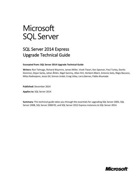 Pdf Sql Server 2014 Express Upgrade Technical Guide Dokumentips