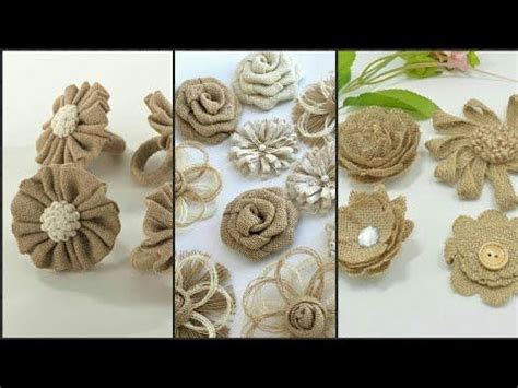 New Jute Flower Decoration Idea S YouTube Jute Flowers Burlap Flower Tutorial Flower Diy
