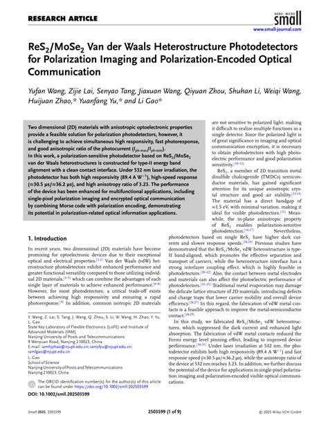 Res2mose2 Van Der Waals Heterostructure Photodetectors For