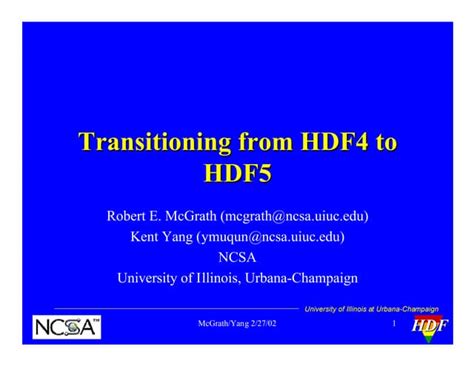 Transitioning From Hdf4 To Hdf5 Ppt