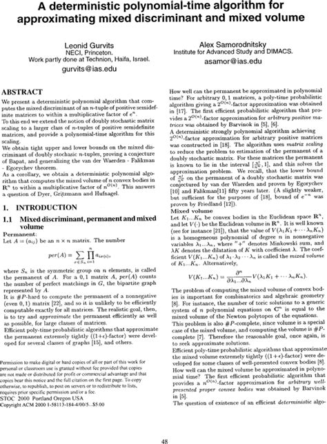 A Deterministic Polynomial Time Algorithm For Approximating Mixed