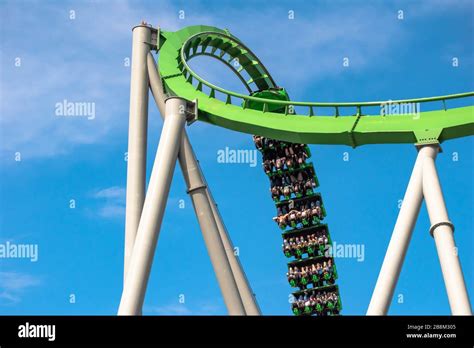Orlando Florida March 02 2019 People Having Fun The Incredible Hulk Coaster At Universals