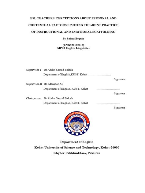 Salma Begum Research Proposal Final Draft Pdf English As A Second