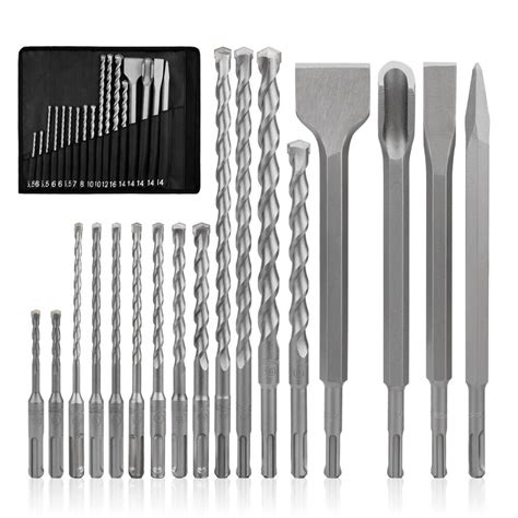 Horusdy 17pcs Sds Plus Drill Bit And Chisel Set Rotary Hammer Masonr