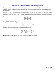 10 2 Calculus With Parametric Curves Rev 3 Pdf Section 10 2 Calculus With Parametric Curves