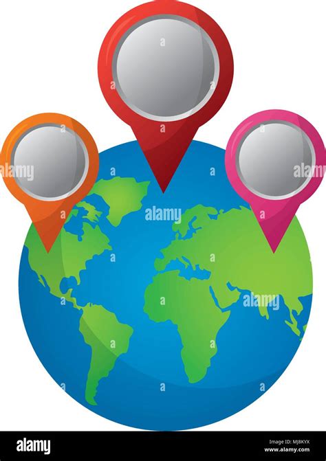 World Globe Map Pointers Gps Navigation Vector Illustration Stock Vector Image Art Alamy