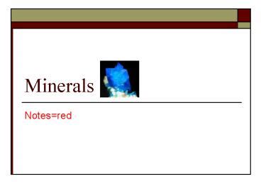 Minerals Presentation Free To View