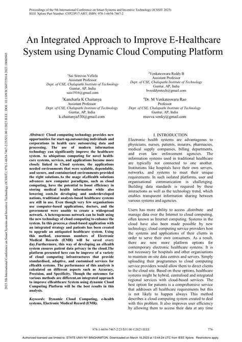 Pdf An Integrated Approach To Improve E Healthcare System Using Dynamic Cloud Computing Platform