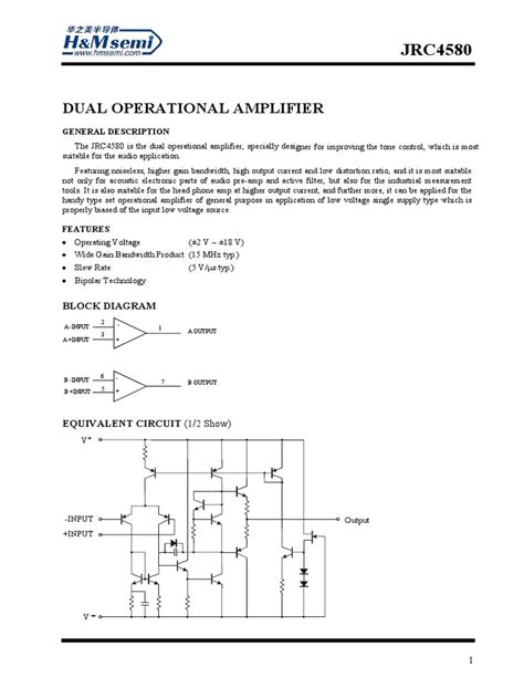 JRC4580 | PDF | Amplifier | Operational Amplifier