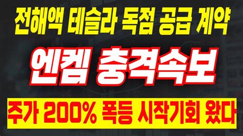 엔켐 엔켐주가 전해액 테슬라와 Gm독점 공급계약 속보 이번주 주가 200 상승기회 옵니다 엔켐 엔켐주가 전해액 Youtube