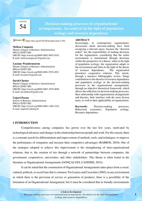 Pdf Decision Making Processes In Organizational Arrangements An Analysis In The Light Of